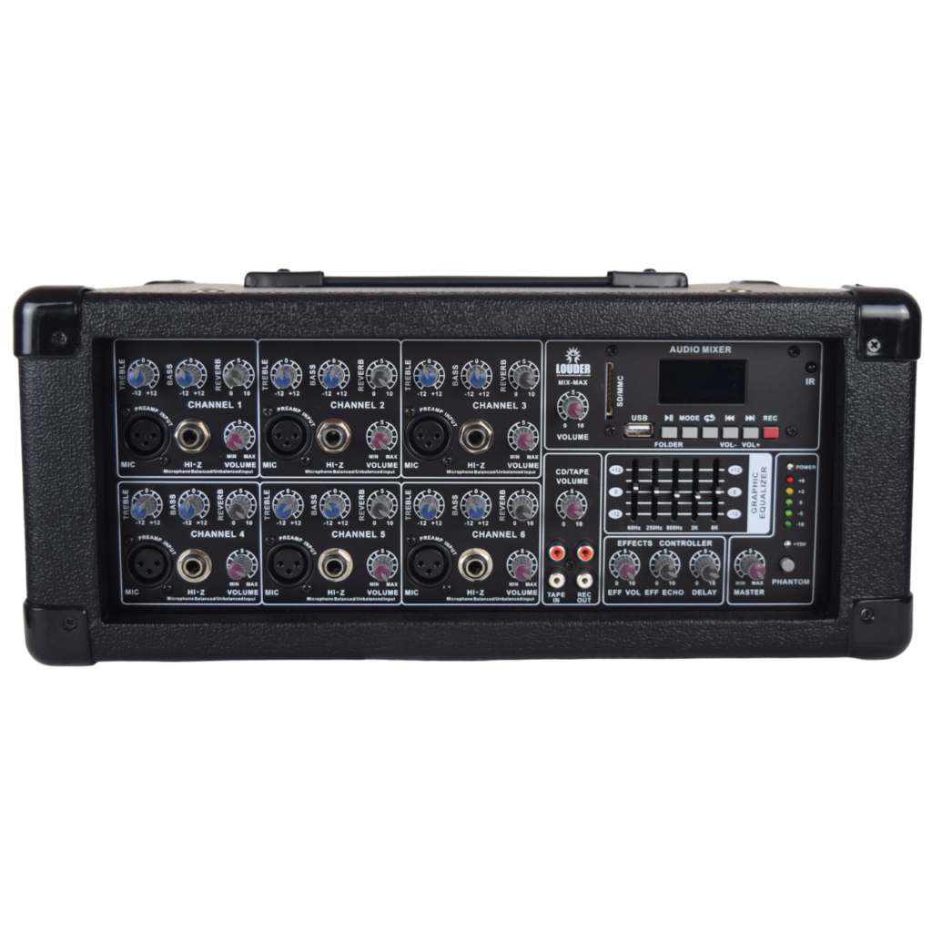 MIX-MAX Mezcladora Consola Amplificada 6 Ch Bluetooth