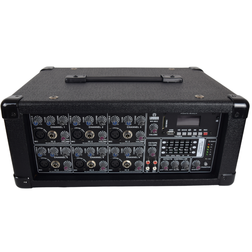 MIX-MAX Mezcladora Consola Amplificada 6 Ch Bluetooth
