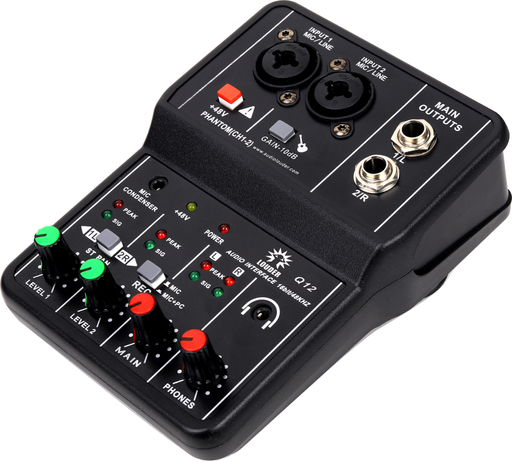 Q12 Interface De Audio Para Grabacion Instrumento USB