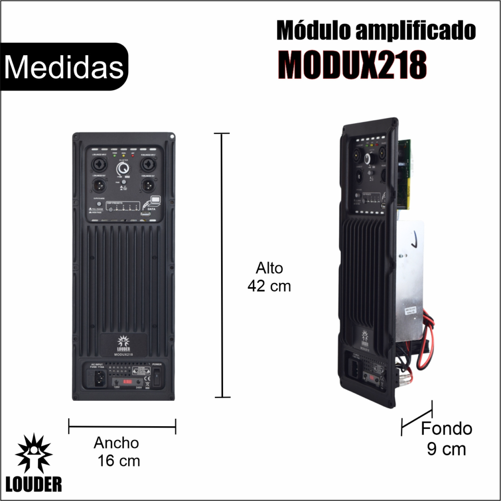 MODUX218 Módulo amplificador alta potencia para subwoofer DSP LOUDER - Louder